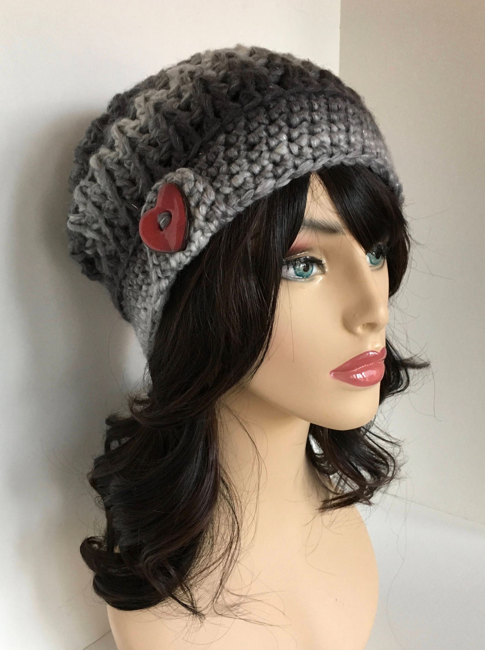 Black and Gray Hat Women's Hat Crochet Hat Soft Winter - Etsy Canada