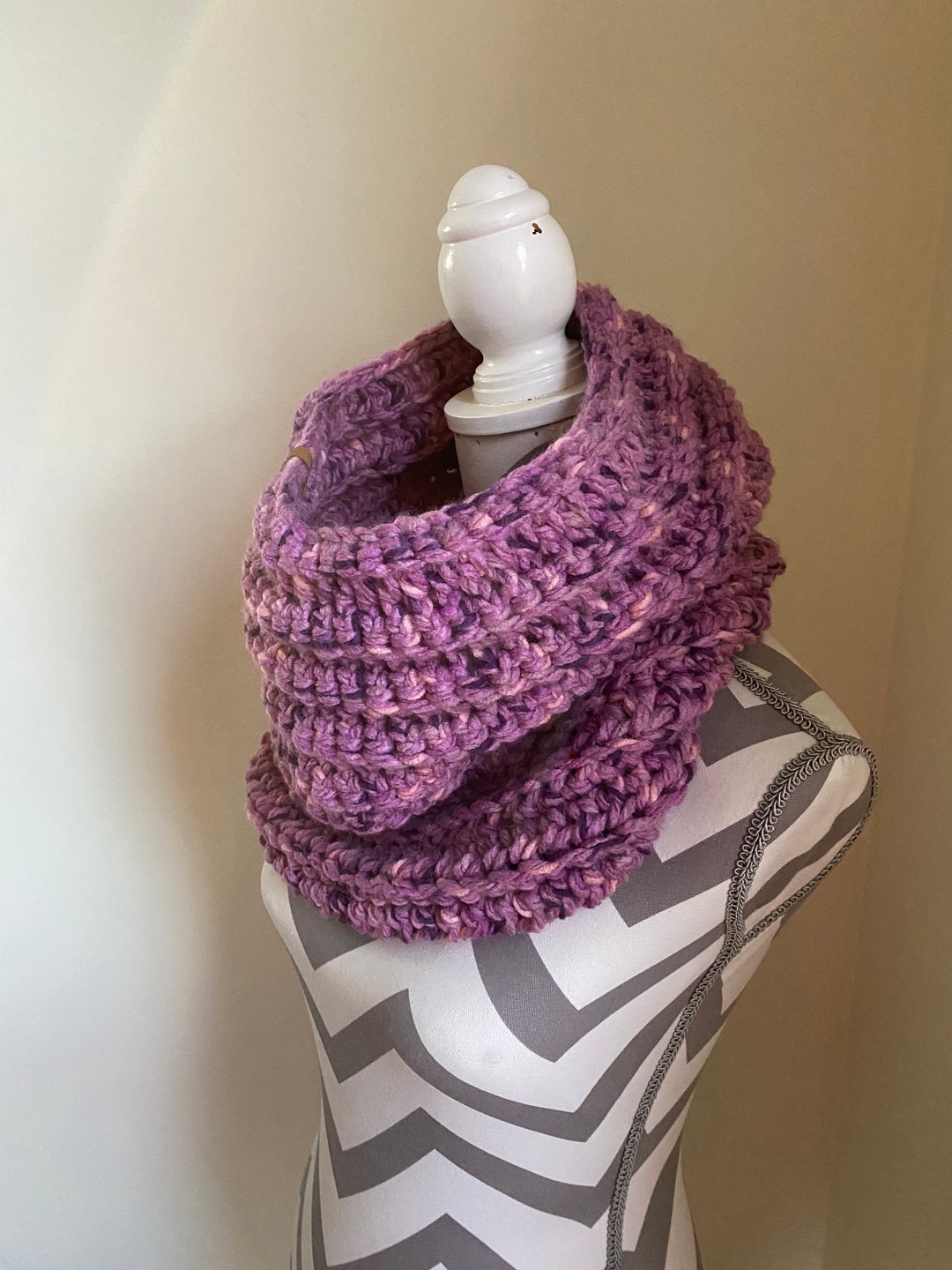 Purple Cowl, Knit Cowl, Winter Cowl,purple Crochet Cowl, Scarf, Winter ...