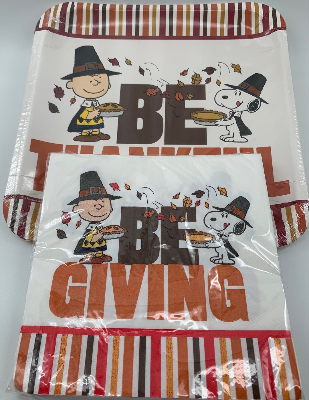 Peanuts Snoopy and Charlie Brown Be Thankful Be Giving Paper Plate and ...