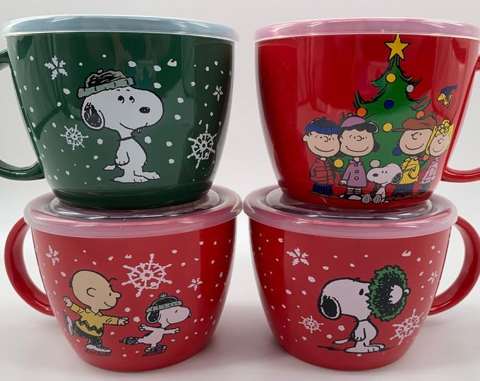 Peanuts - Snoopy Christmas Soup Mug With Vented Lid - Etsy
