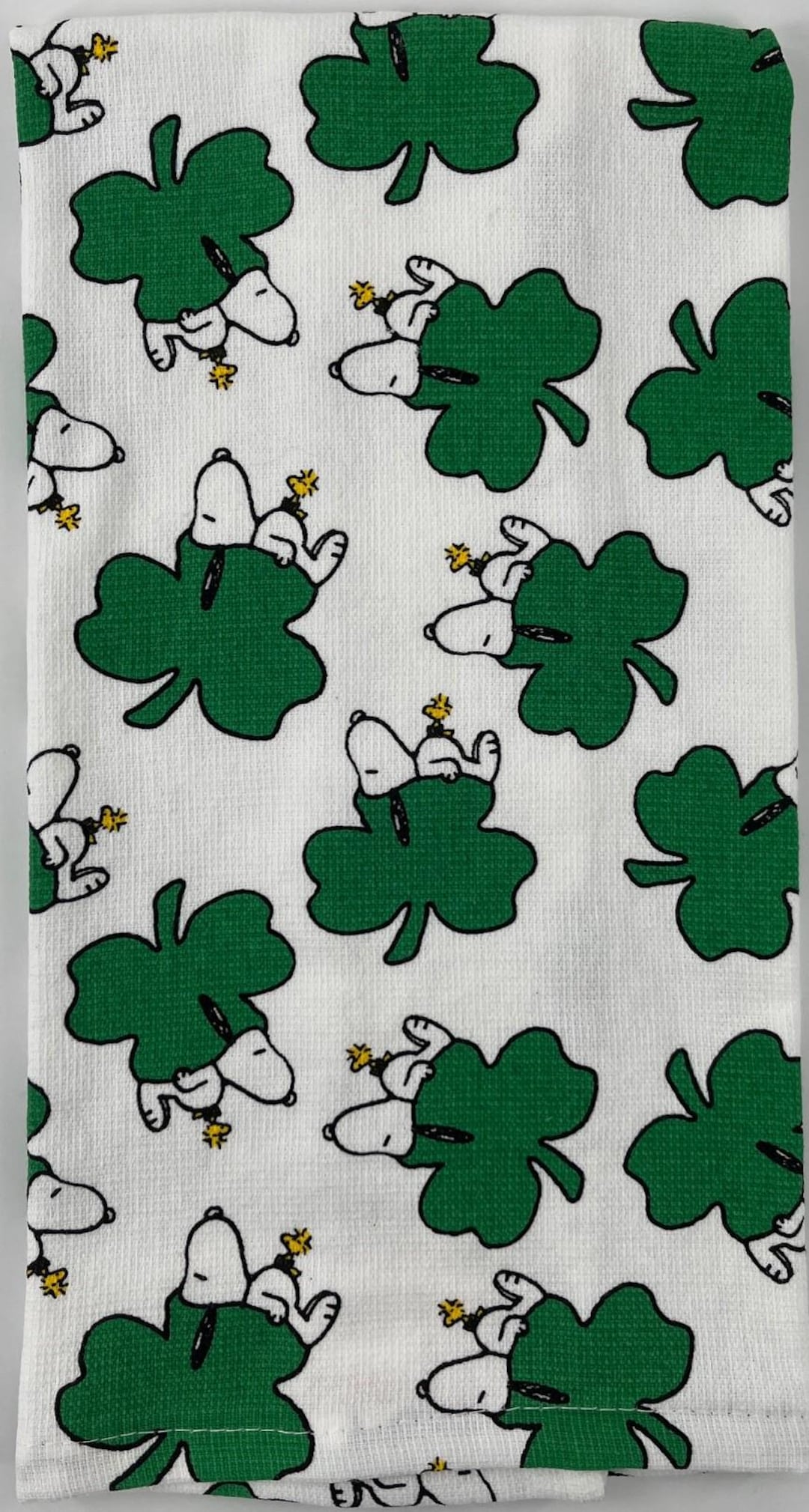 Peanuts - Snoopy and Woodstock Lucky Shamrock Dish Towel - Etsy