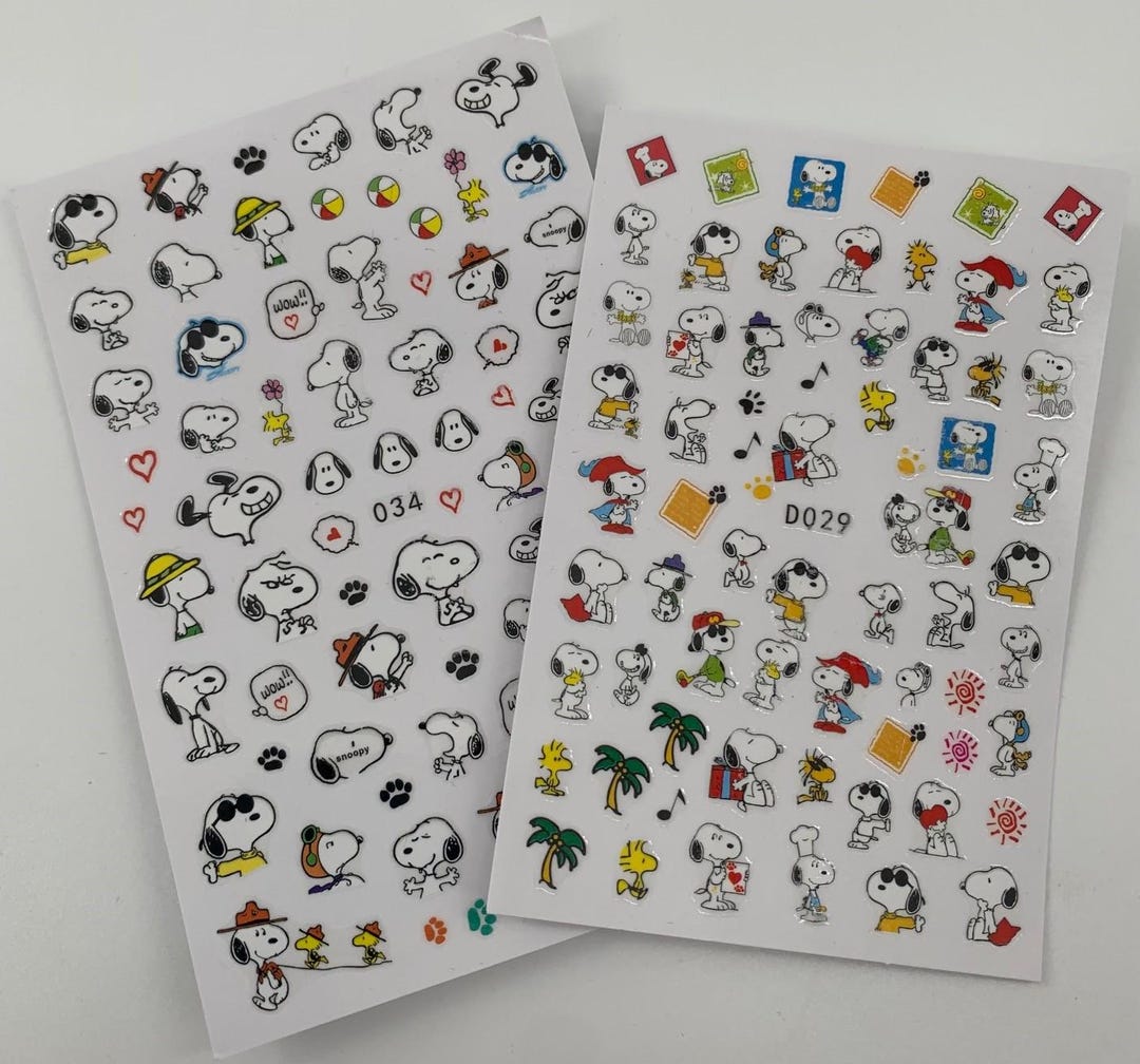 Peanuts Snoopy Finger Nail Design Stickers - Etsy