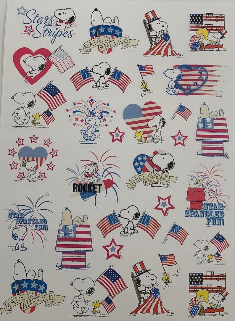 Peanuts Snoopy 4th of July Sticker Sheet - Etsy