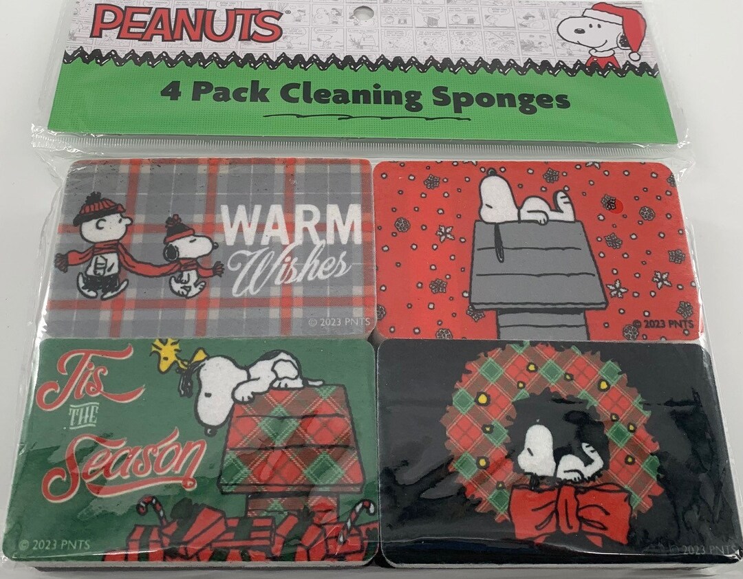 Peanuts Snoopy Christmas Time 4 Pack Cleaning Sponges - Etsy