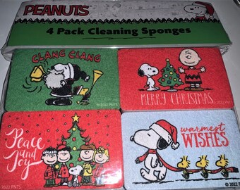Peanuts Snoopy Happy Holidays 4 Pack Cleaning Sponges - Etsy