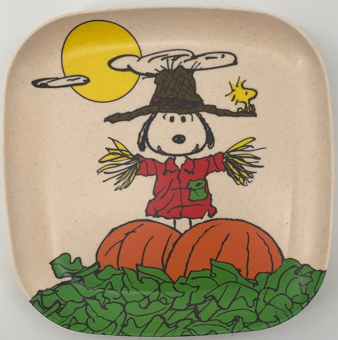 Peanuts Snoopy Scarecrow Bamboo Fiber Plates Set of 4 - Etsy