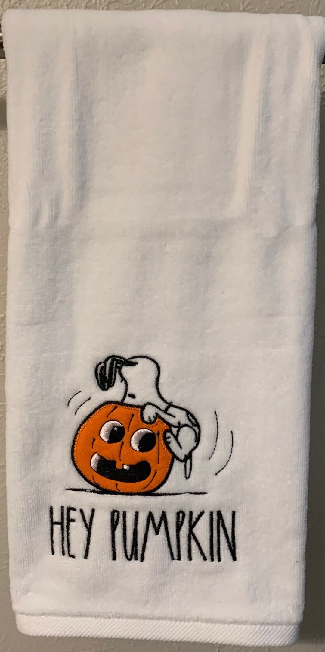 Peanuts Snoopy Hey Pumpkin Embroidered Hand Towel - Etsy