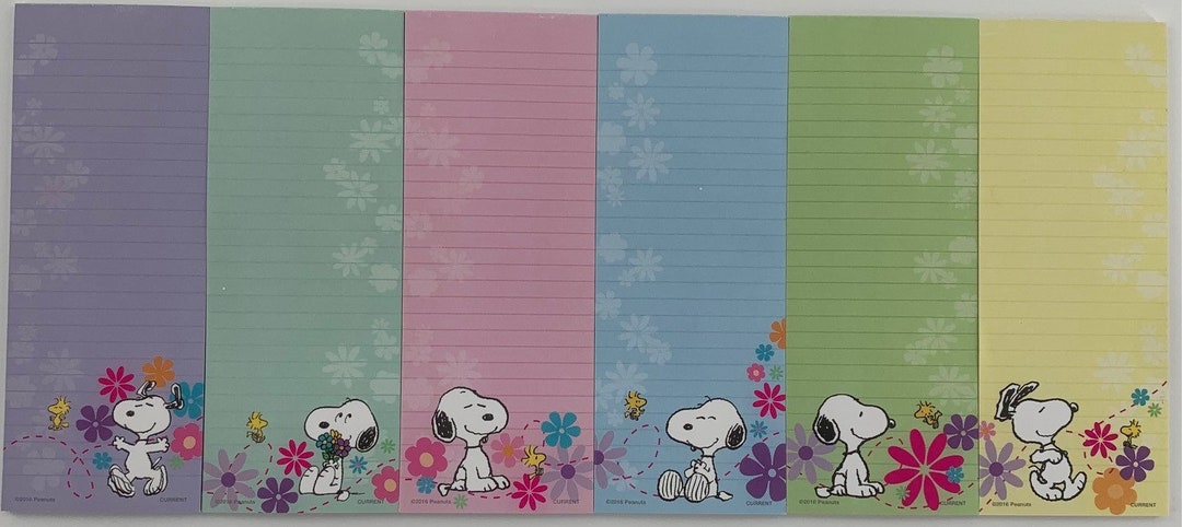 Peanuts Snoopy Flowers 6 Pack Note Pad - Etsy
