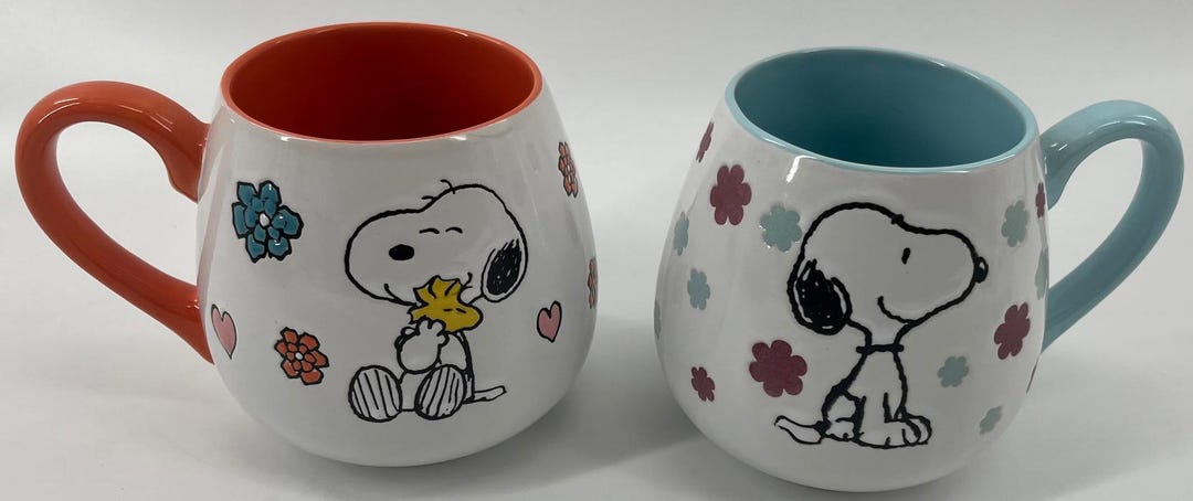 Peanuts Snoopy Flower Power Ceramic Belly Shaped Mug - Etsy