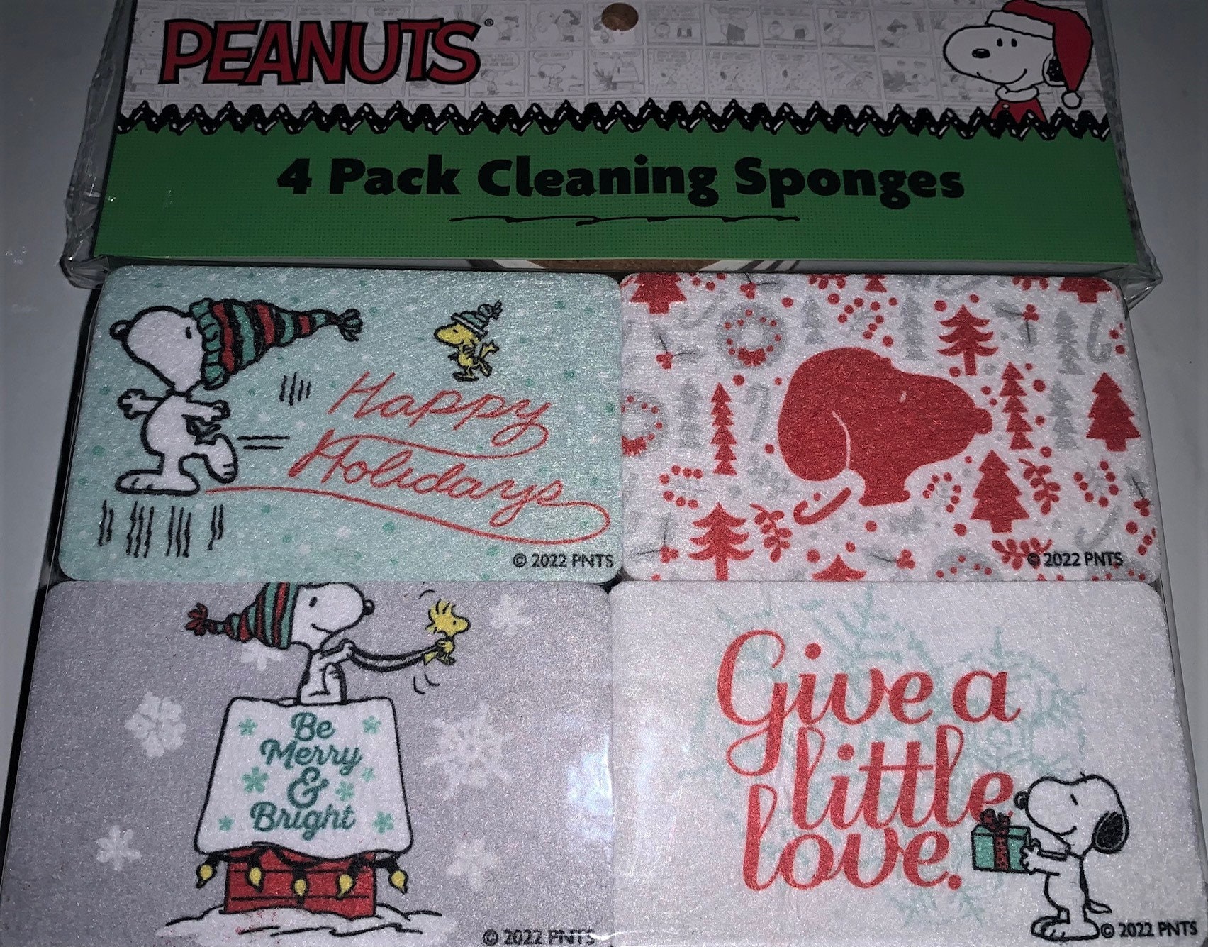 Peanuts Snoopy Happy Holidays 4 Pack Cleaning Sponges - Etsy