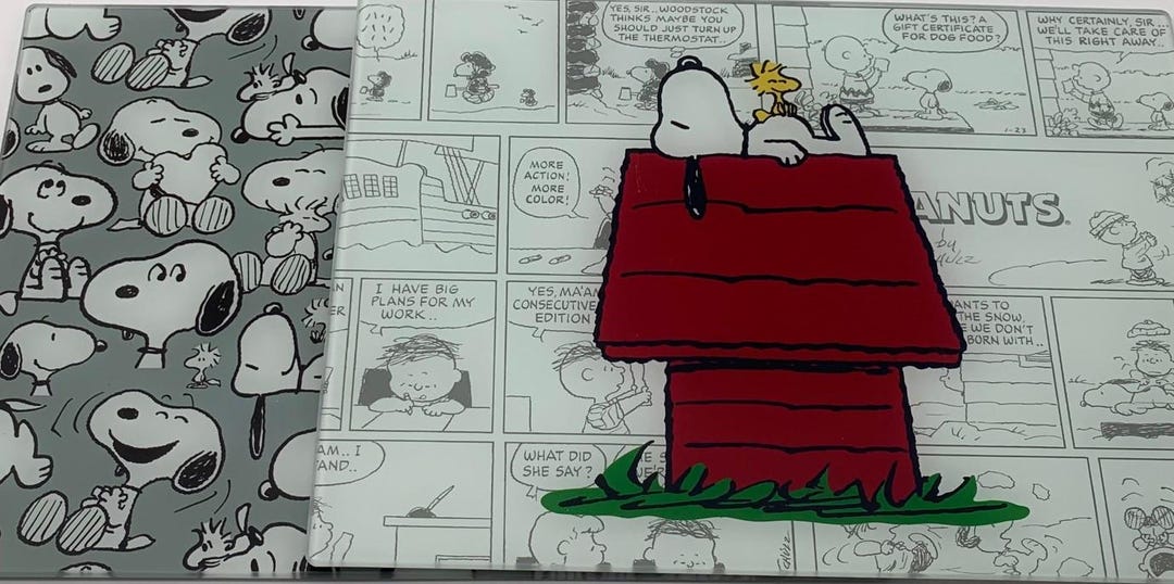 Peanuts - Snoopy and Woodstock Glass Cutting Board - Etsy