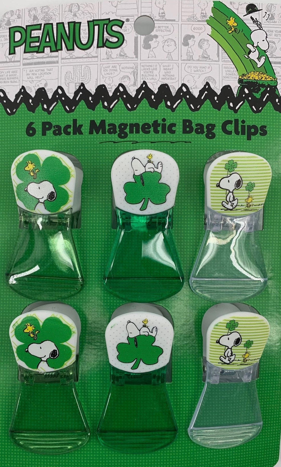 Peanuts Snoopy Luck of the Irish Magnetic Bag Clips 6 Pack - Etsy