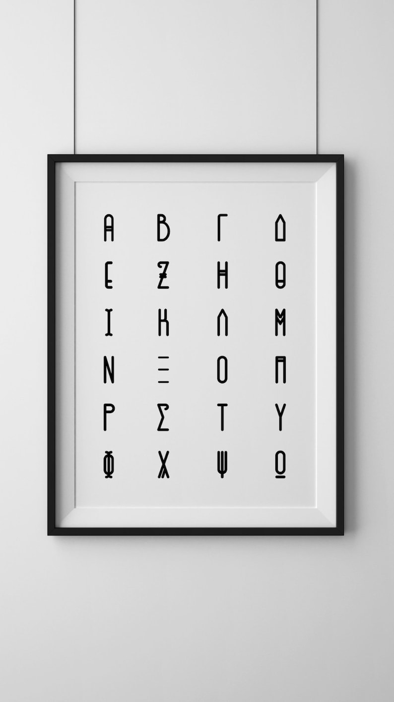 Greek Alphabet, Minimal, Black and White, Poster, Wall Decor - Etsy