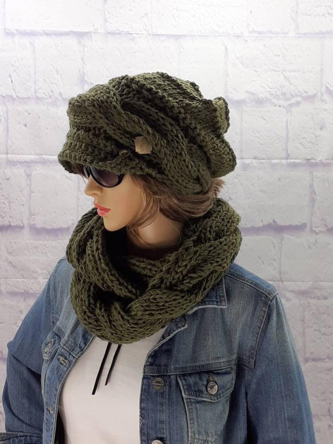 Hat and Scarf Set, Hat Scarf Combo, Newsboy Cap, Cowl and Hat Set ...