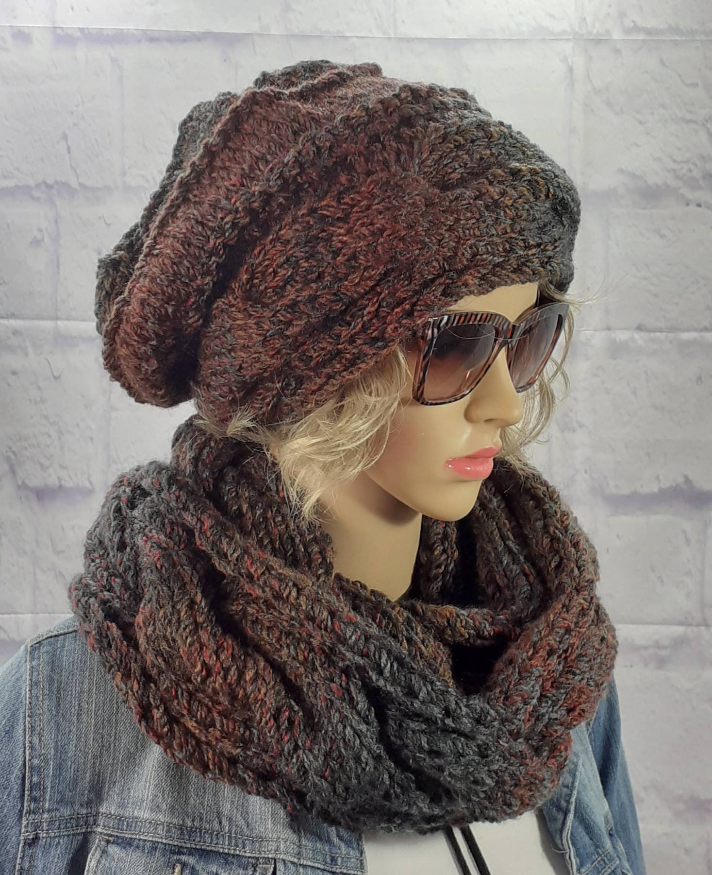 Hat Scarf Combo, Hat and Scarf Set, Cable Knit, Infinity Cowl, Winter ...