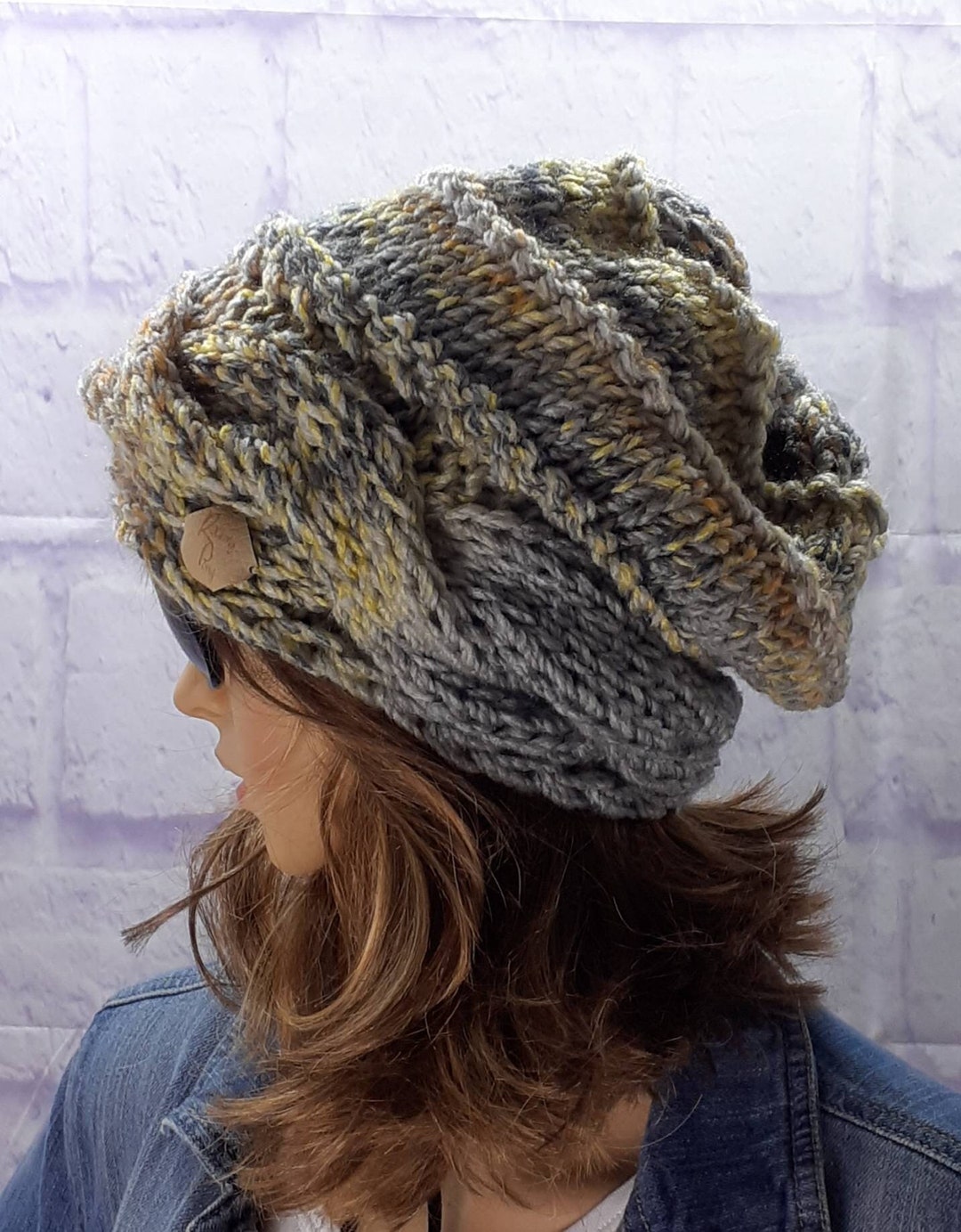 Chunky Knit Hat, Cable Knit Hat Women, Ombre Slouch Beanie, Hand ...