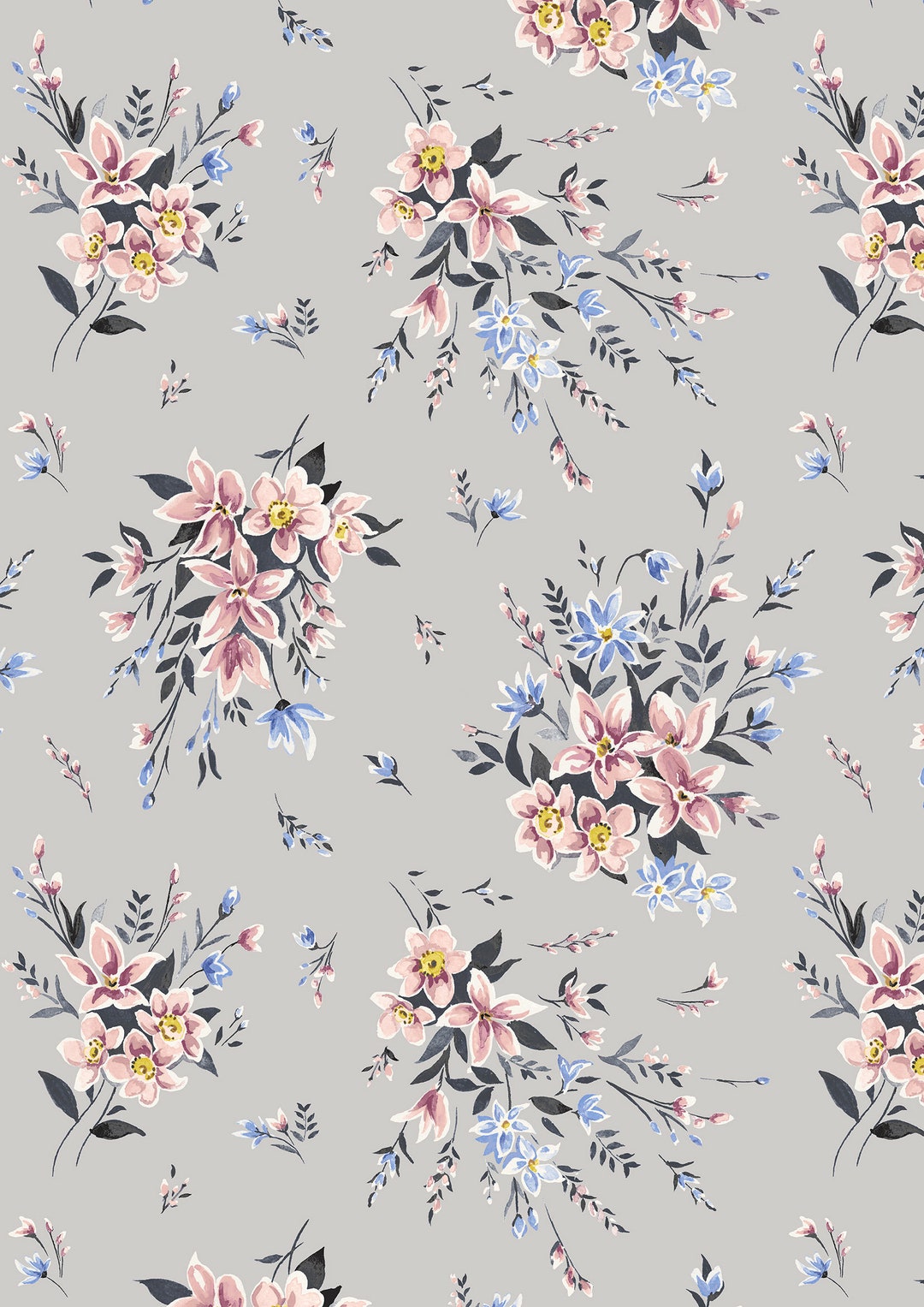 LIBERTY- the Winterbourne Collection - Bouquet 732A Grey 100% Cotton ...
