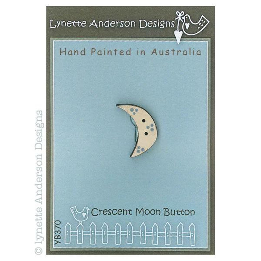 Wooden Buttons - CRESCENT MOON - Hand Painted - Lynette Anderson ...