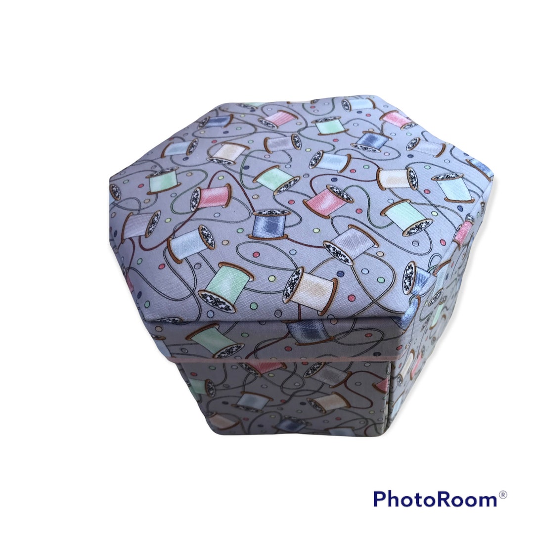 Sewing Box Sewing Theme Cotton Reels/ Spools Individually Handmade Hexagonal Etui Box or ...