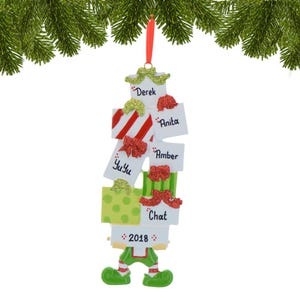 Personalized Elf With Christmas Present Ornaments - Customized Ornament ...