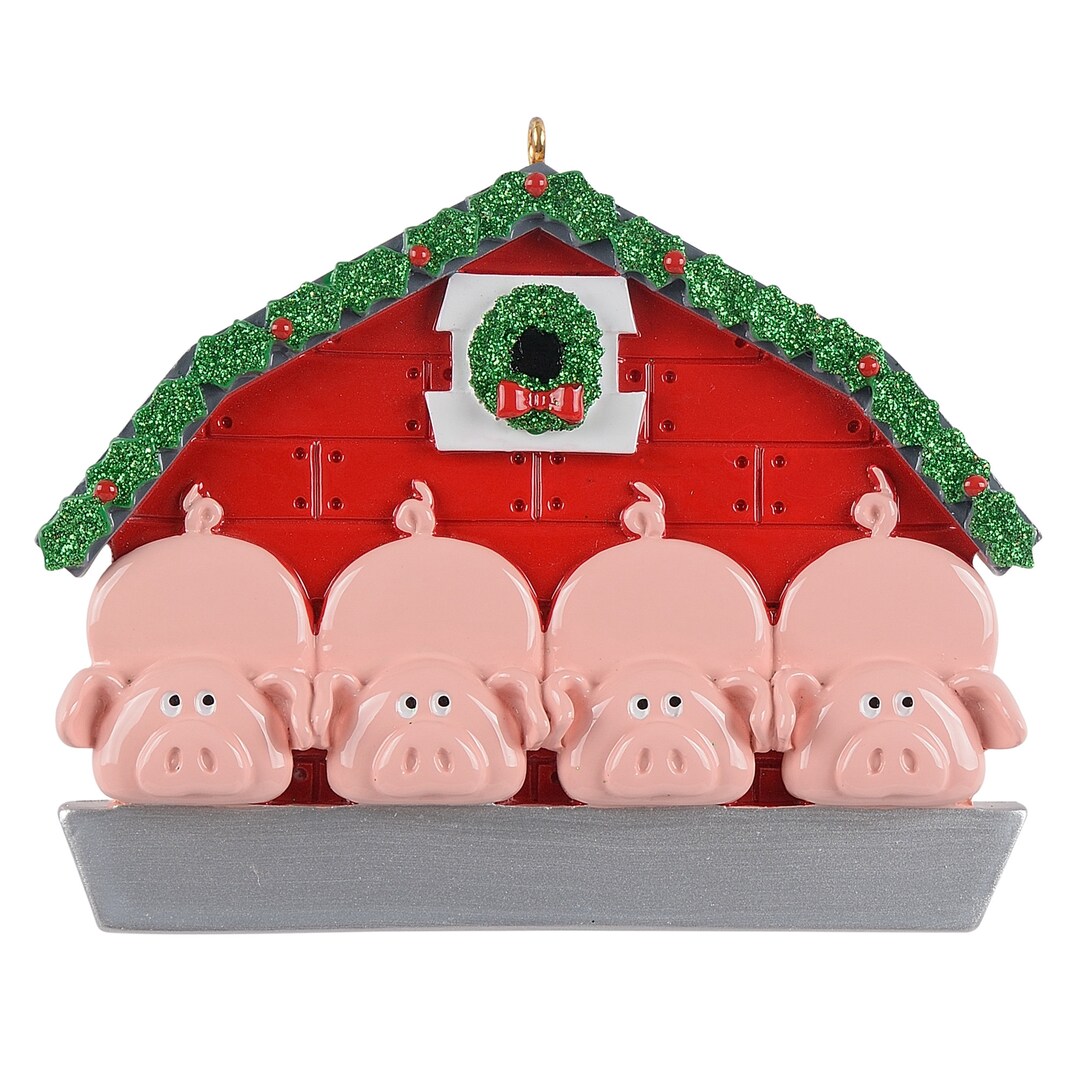 Personalized Cute Family of 4 Pigs Ornament for Christmas - Etsy