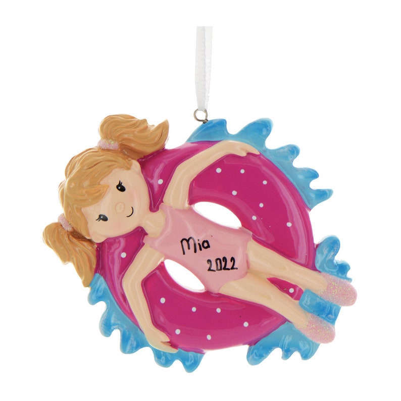 Personalized Christmas Ornaments for Kids - Inner Tube Girl Christmas ...