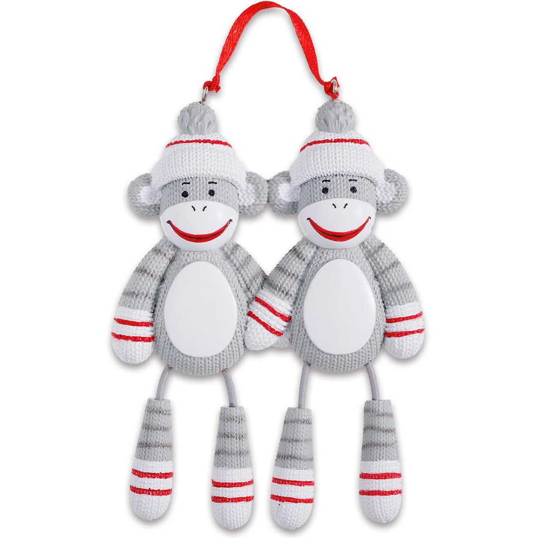Personalized Couple Monkeys Sock Family Ornament, Christmas Stocking ...