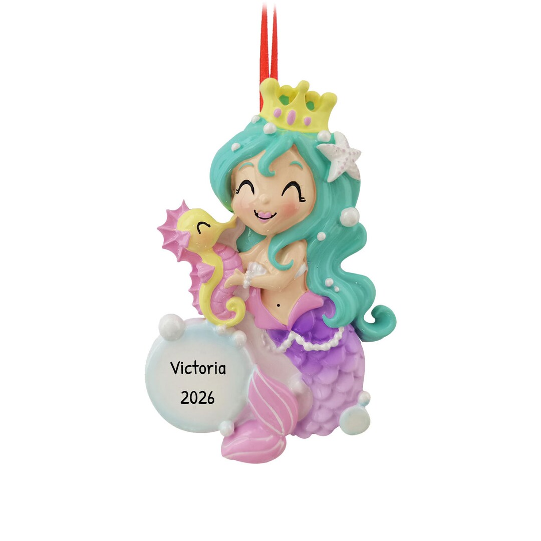 Personalized Mermaid Ornaments, Cute Ornaments for Girl, Pastel Mermaid ...