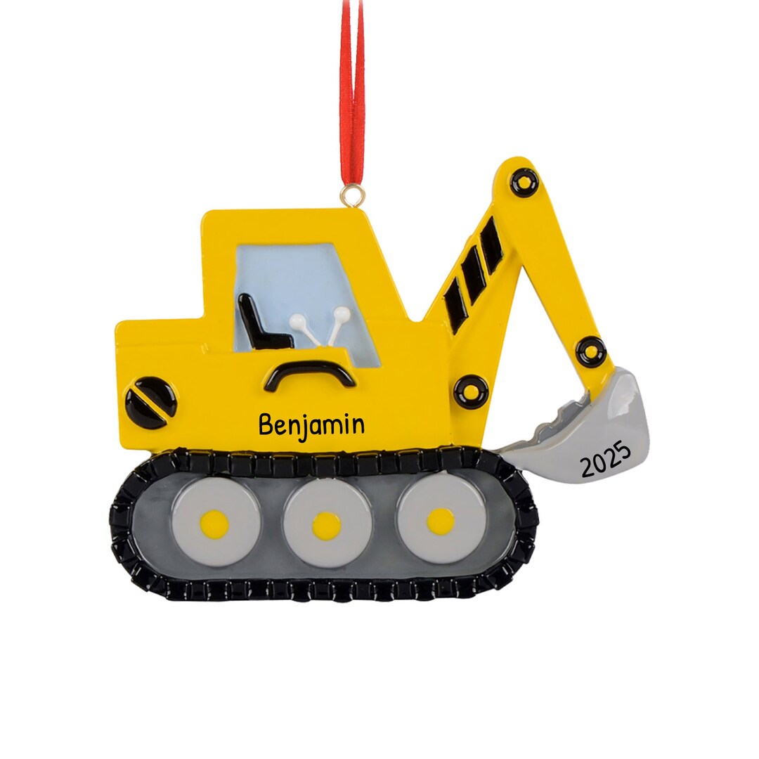 Personalized Bulldozer Christmas Ornament, Excavator Ornament ...