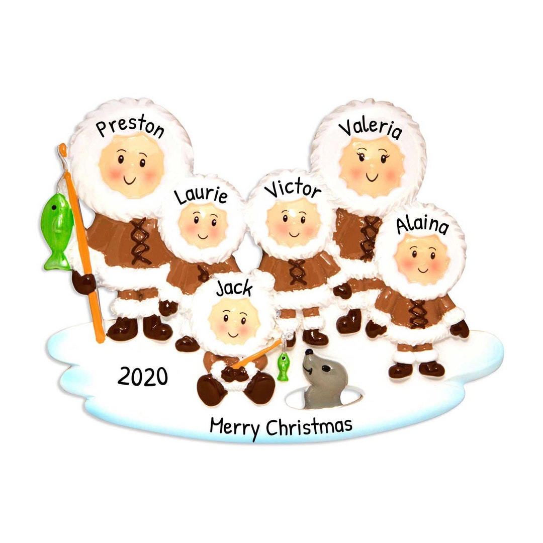 Personalized Family Ornament 2023 - Eskimo Ornament Family Fishing ...