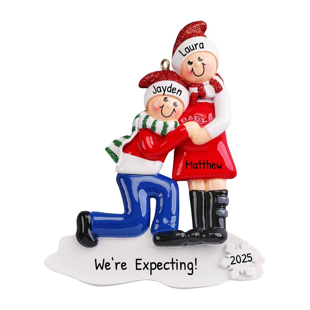 Personalized Baby Expecting Ornament - Baby Kicking Expecting Christmas ...