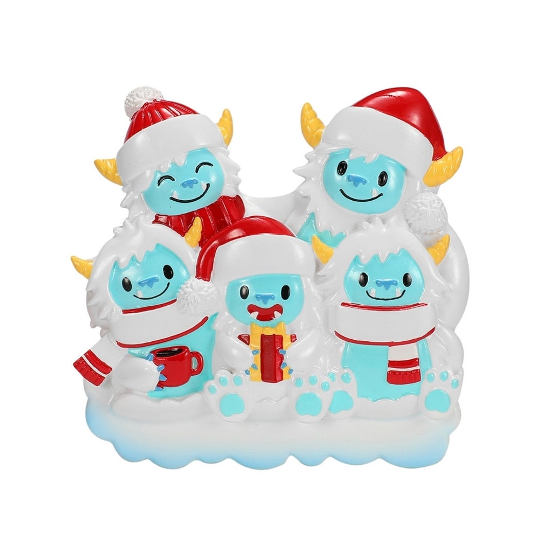 Cute Yeti Family of 5 Ornament, Christmas Family Ornament, Christmas ...