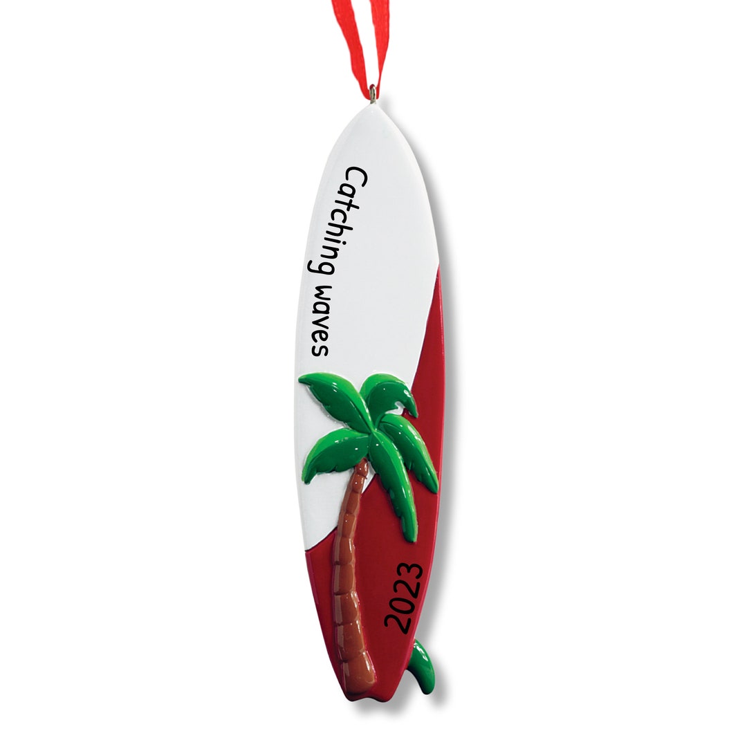 Summer Decor, Beach Vibes, Surfboard Charm, Palm Tree Ornament ...
