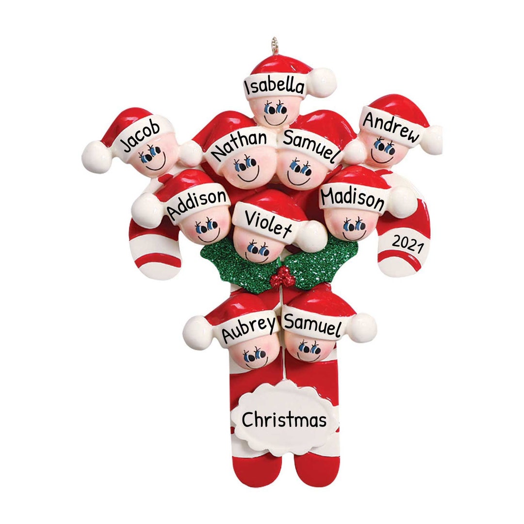 Personalized Candy Cane Ornament, Christmas Family Ornament, Holiday ...