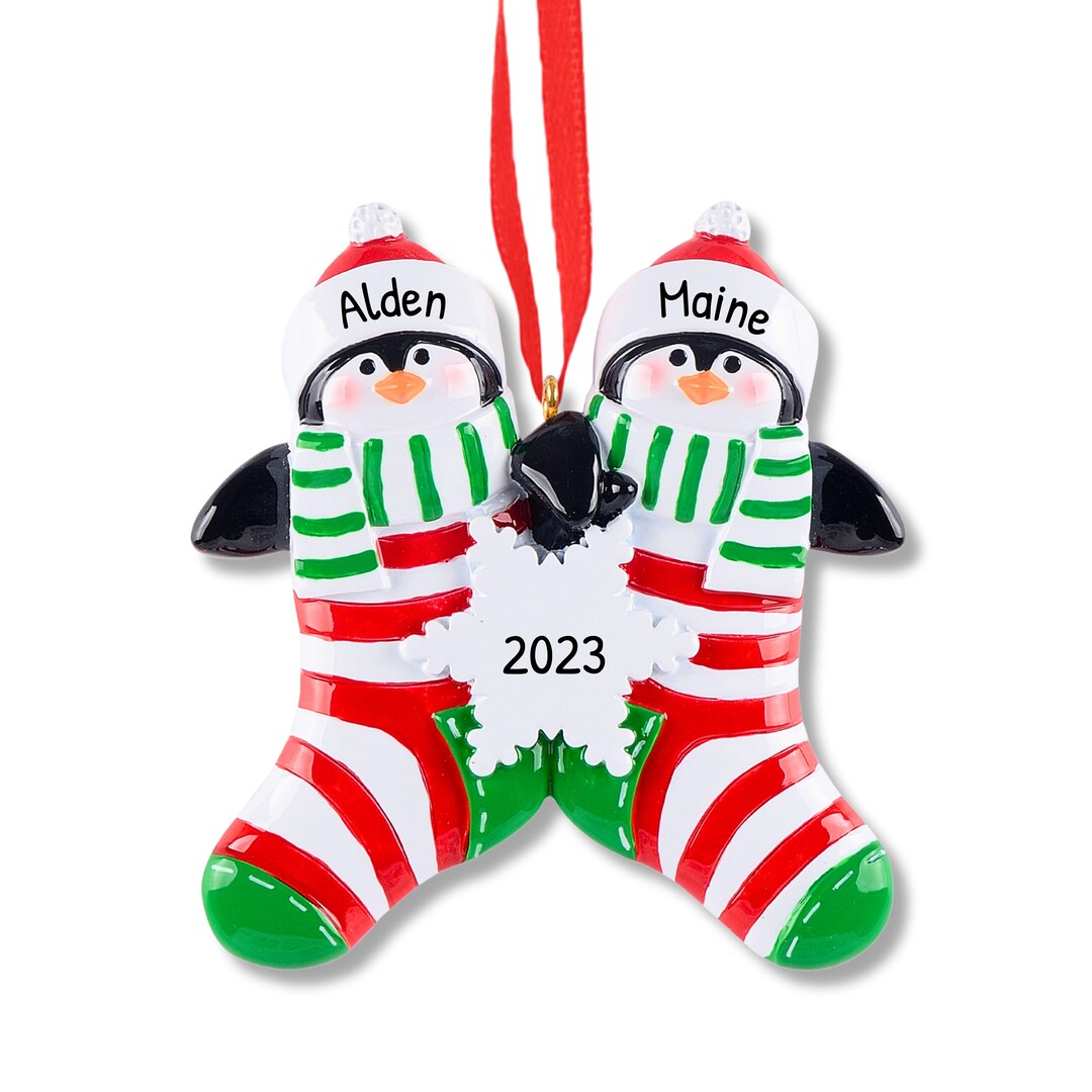 Penguin Christmas Decor, Duo Holiday Present, Personalized Christmas ...