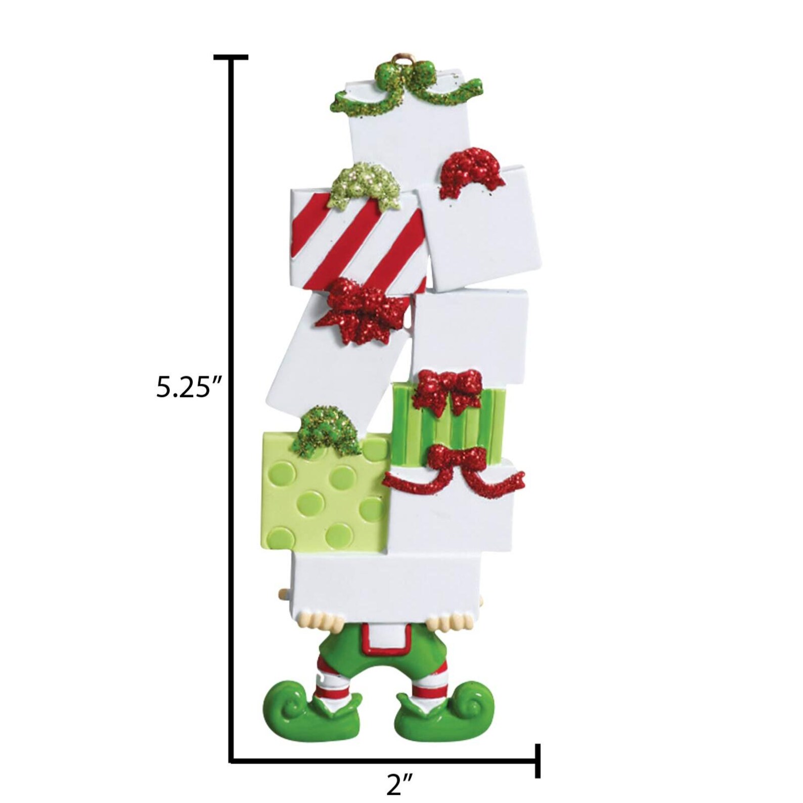 Personalized Elf With Christmas Present Ornaments - Customized Ornament ...