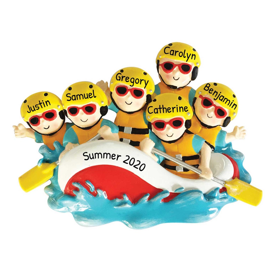 White Water Rafting Ornament 2026 Family of 6 - Personalized Family Car ...