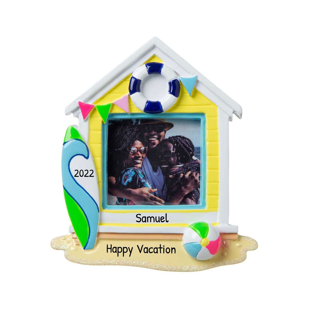 Personalized Beach Christmas Photo Ornament Frame - Coastal, Seas and ...