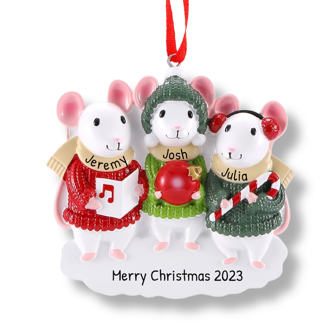 Family of 3 Christmas Ornaments, Custom Ornament, Mice Christmas ...
