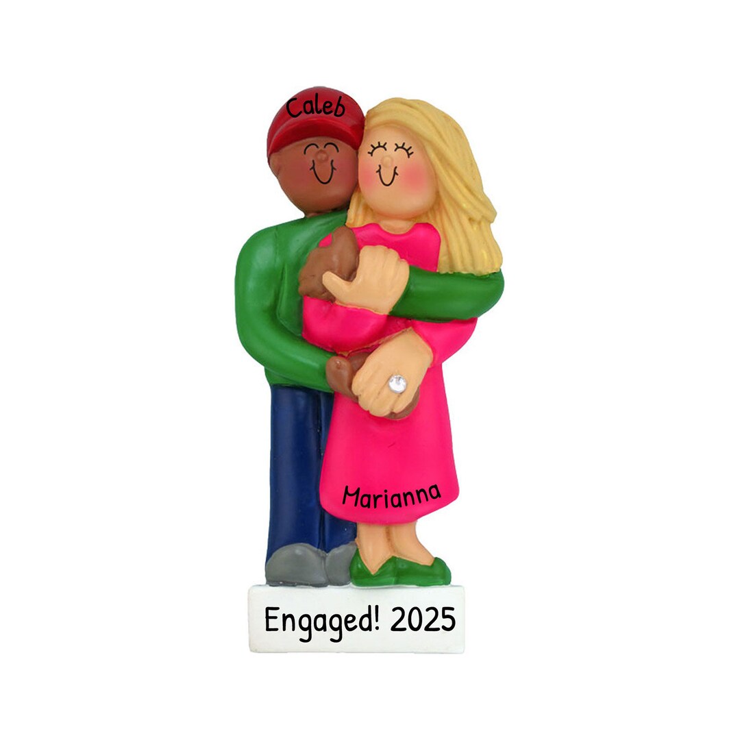 Biracial Engagement Ornaments, Personalized Ornament, Just Engaged ...
