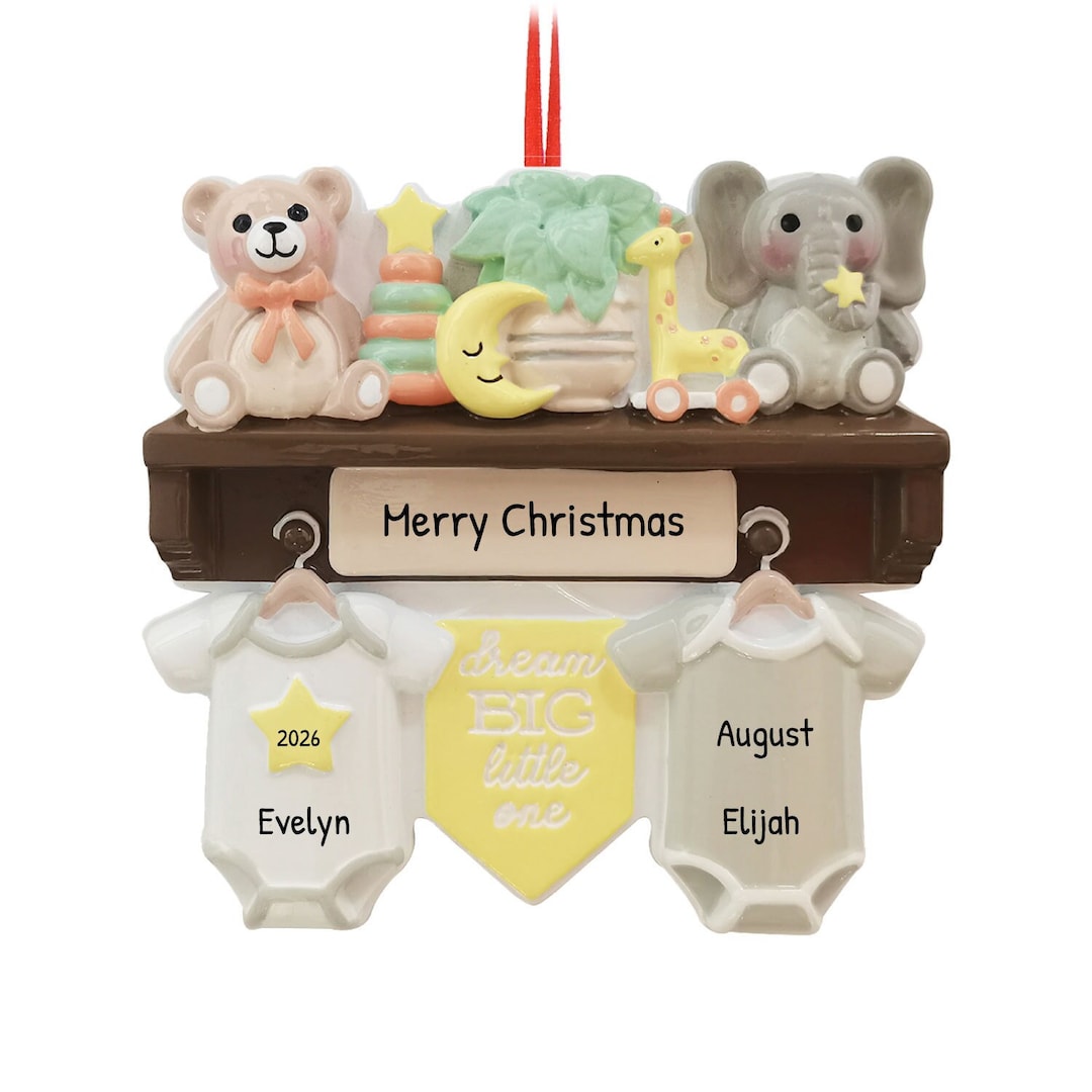 Personalized Babys First Christmas Ornament 2023 - Twin Baby Shelf ...