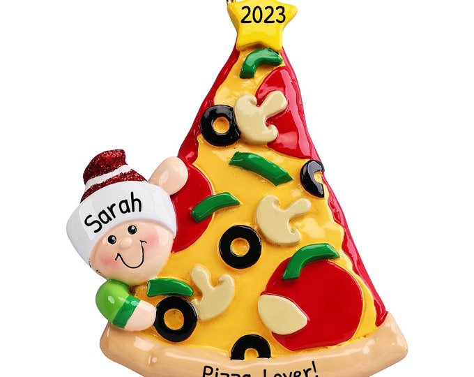 Pepperoni Pizza Slice Glass Christmas Tree Bauble Winter Festive Fun ...