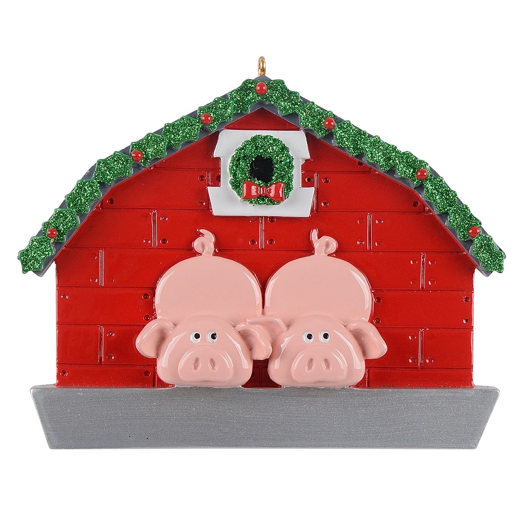 Custom Pig Couple Christmas Ornament - Personalized Barn Holiday Decor ...