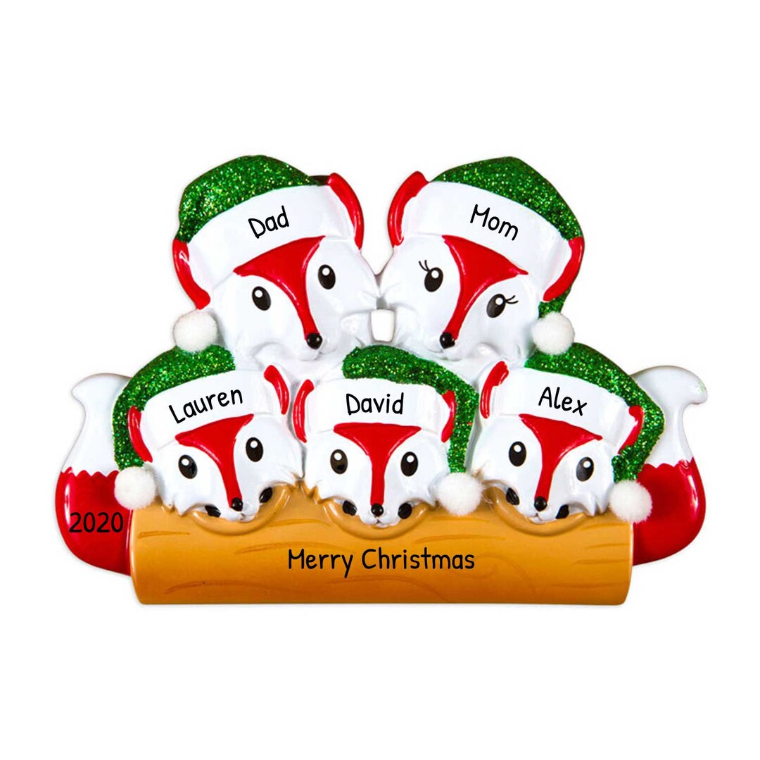 Personalized Family Ornament 2024, Family Red Fox Ornament 2024, Family ...