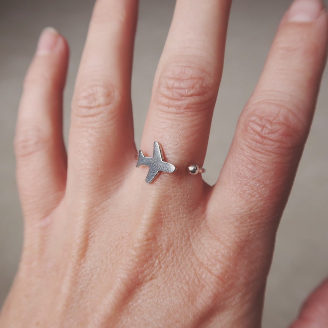 Sterling Silver Plane Ring, Aeroplan/airplane Shape, 925 Sterling ...