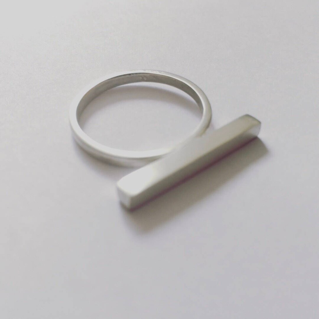 Bar Ring Sterling Silver, Rectangle Line Ring, Minimal Ring, Modern ...