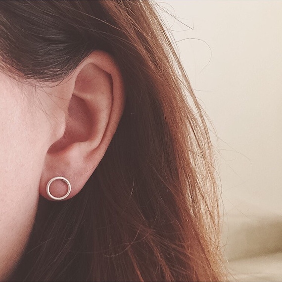 Circle Hoop Ring Sterling Silver Stud Earrings | Etsy UK