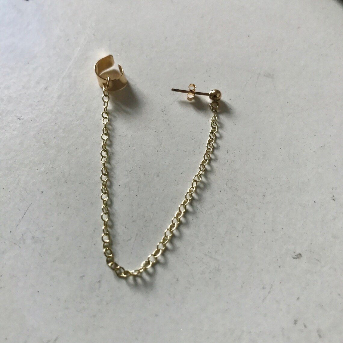 Chain Ear Cuff With Stud Stud & Chain Earcuff Helix Ear - Etsy UK