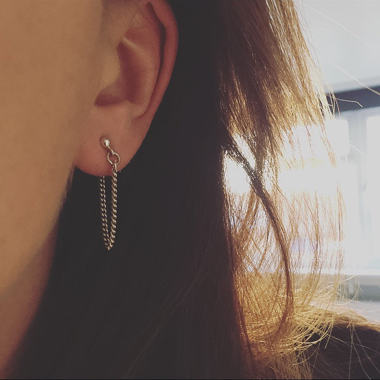 Chain Earrings Hanging Drop Sterling Silver Dangly Drop Stud Hanging ...