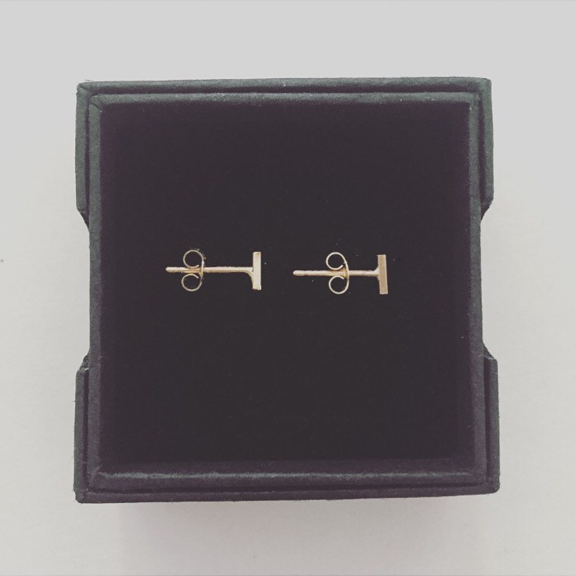Solid 9ct Gold Line Bar Rectangle Earrings - Etsy